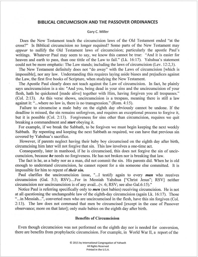 Biblical Circumcision and the Passover Ordinances | International ...